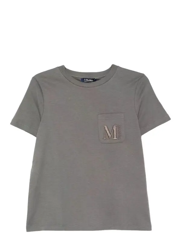 Max Mara Logo-embroidered T-shirt - Grey