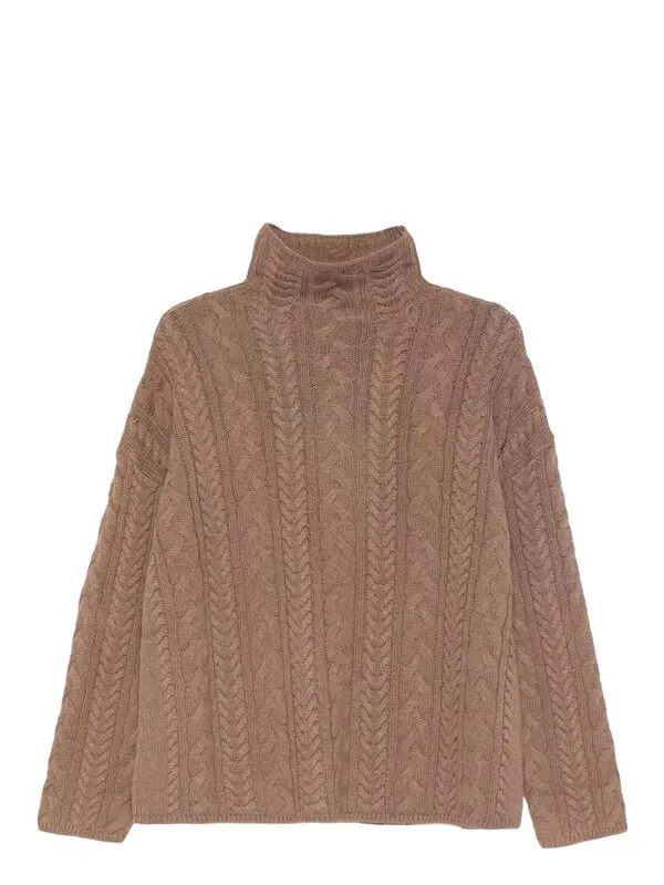 Max Mara Cable-knit Roll-neck Sweater - Brown