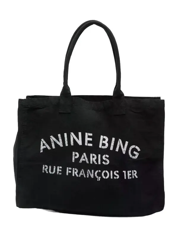 ANINE BING Canvas Logo Tote - Black