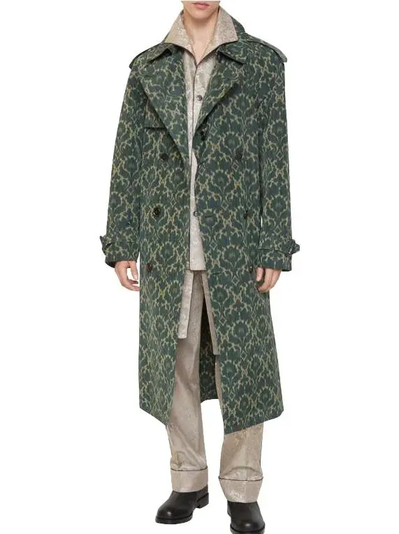 Burberry Long Baroque Viscose Blend Trench Coat - Vine Green