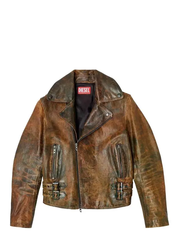 DIESEL® L-eon Leather Jacket - Brown