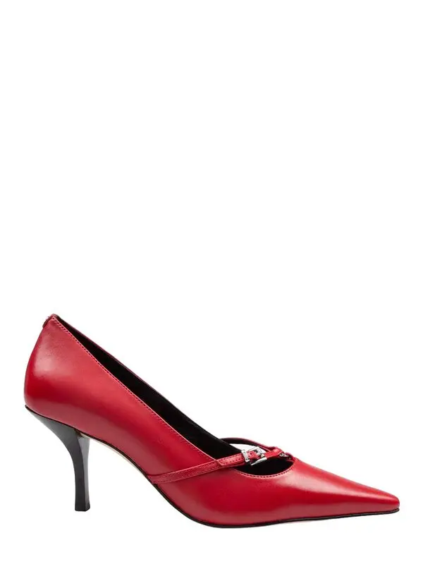 Michael Kors Leather Pointed Toe Pumps - Crimson