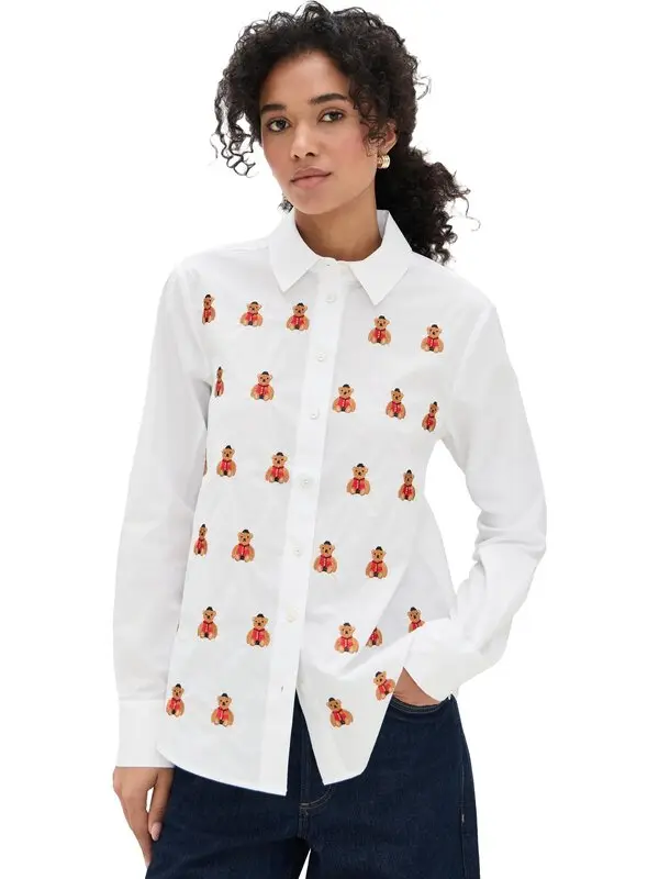 Lingua Franca Bowery Bear Shirt - White