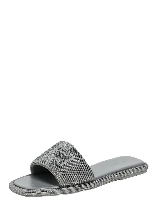 Tory Burch Double T Pave Sport Slides - Lapis/light Black Diamond