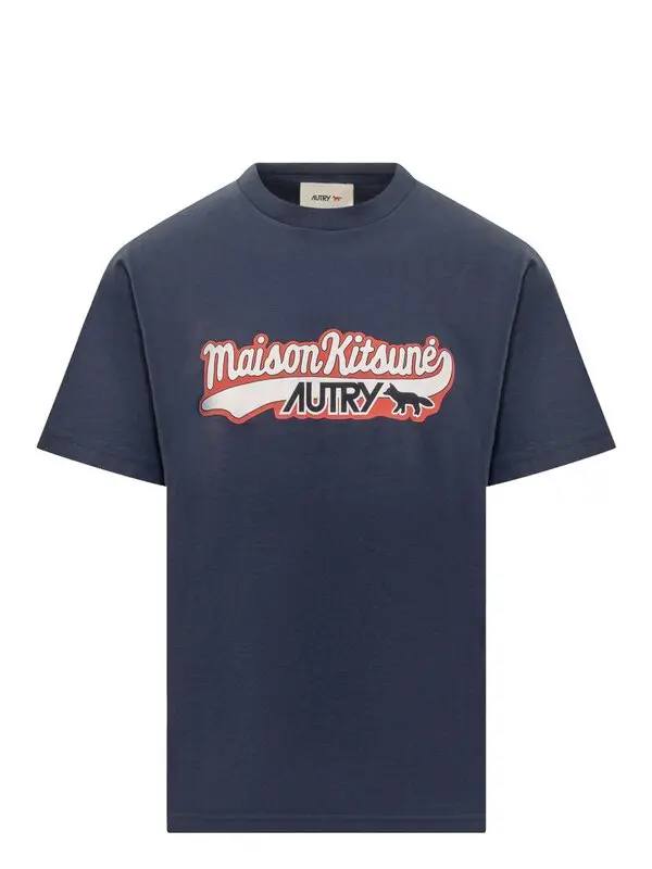 AUTRY X MAISON KITSUNE Autry X Maison Kitsuné T-shirt With Logo - Blue