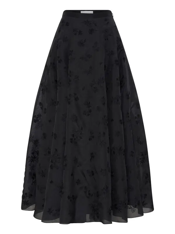 Gabriela Hearst Sonya Floral Silk Maxi Skirt - Black