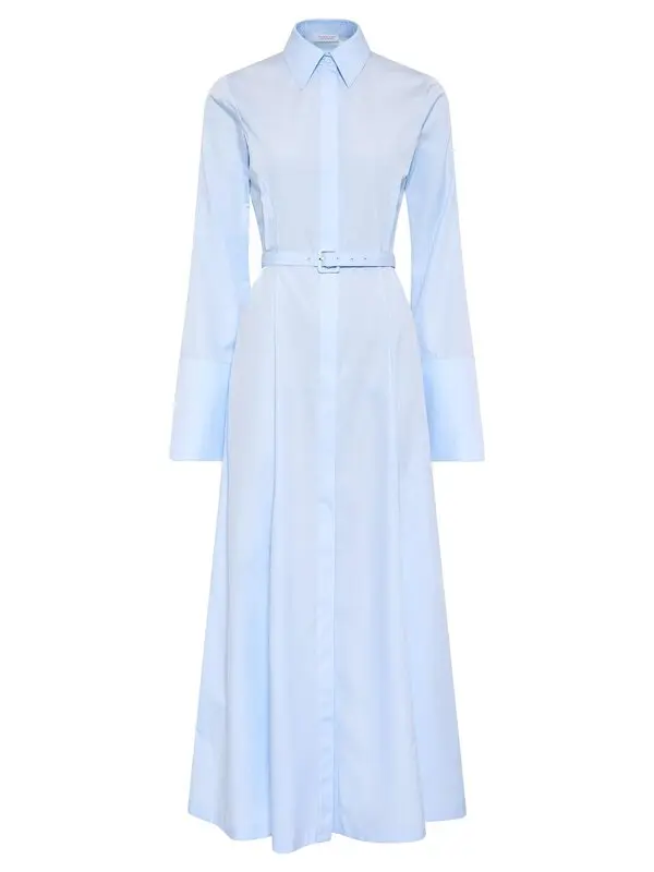 Gabriela Hearst Carmina Belted Cotton Maxi Shirt Dress - Light Blue