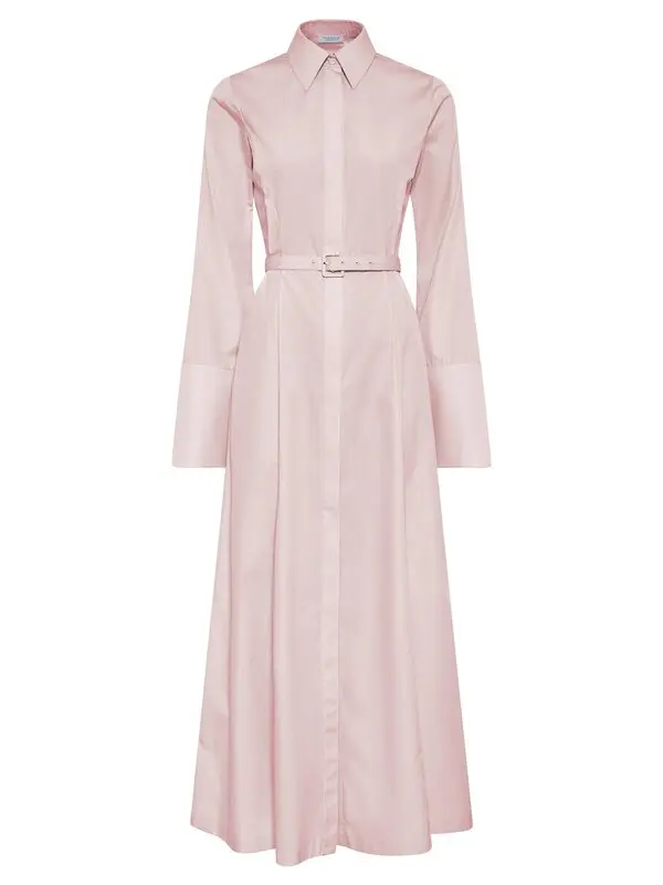 Gabriela Hearst Carmina Belted Cotton Maxi Shirt Dress - Light Pink