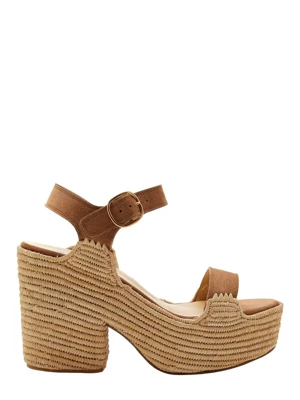 Gabriela Hearst Sardis Braided Raffia Platform Sandals With Suede Trim - Brown