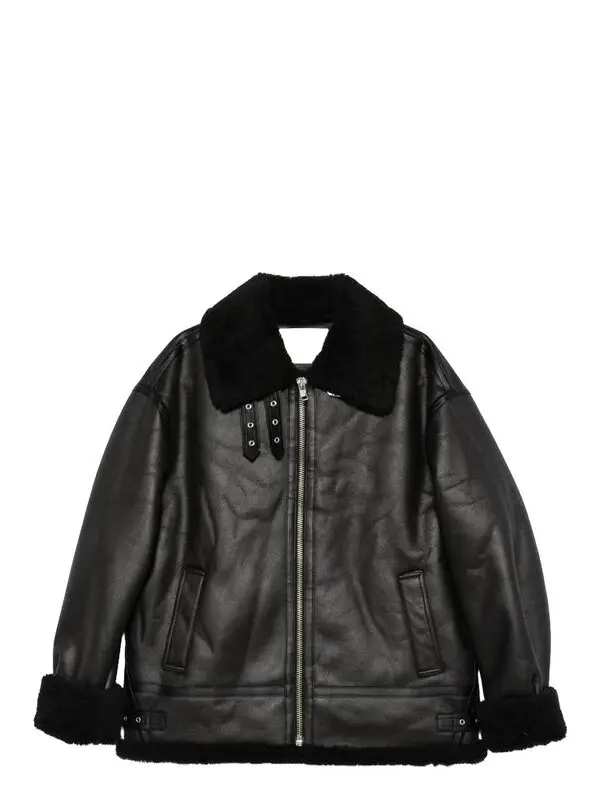 DUNST Jacket With Shearling Collar - Black