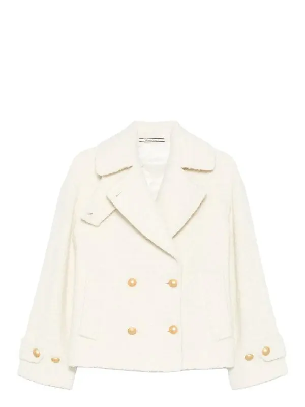 Tagliatore Double-breasted Jacket With Gold-tone Buttons - Beige