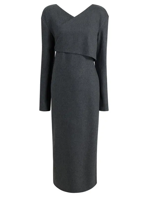 Khaite Aubrey Wool Midi Dress - Grey