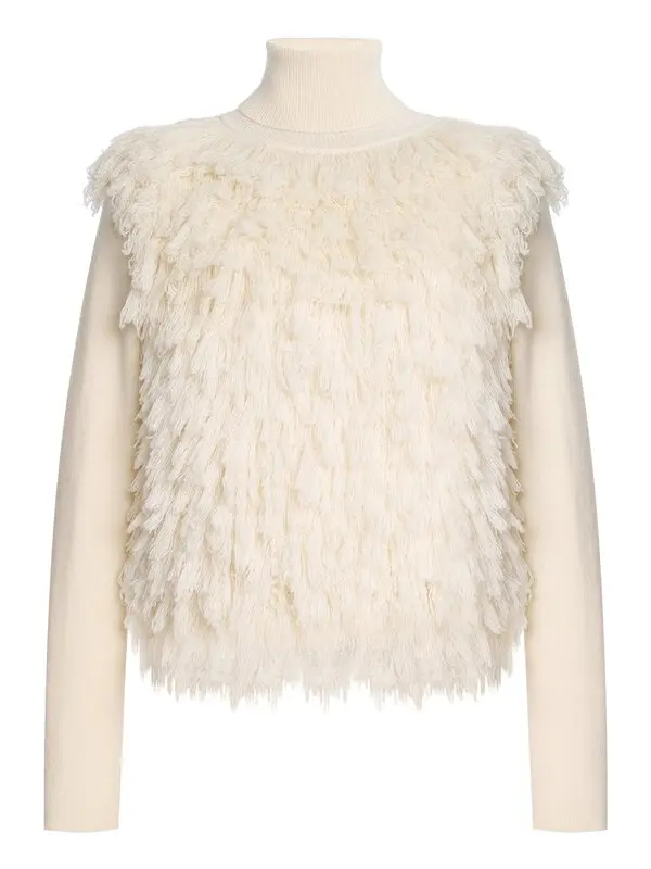 Brandon Maxwell The Chapin Furry Cashmere Sweater - Ivory