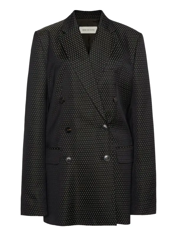 Dries Van Noten Diamond-motif Jacquard Jacket - Black