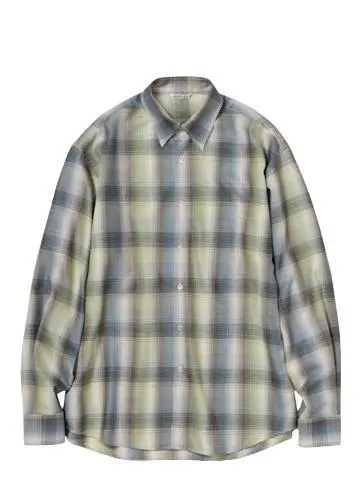 Auralee Super Light Wool Shirt - Blue/green/check