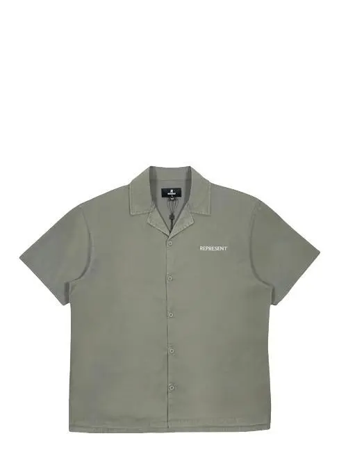 REPRESENT Script Camp Collar Shirt - Mid Khaki