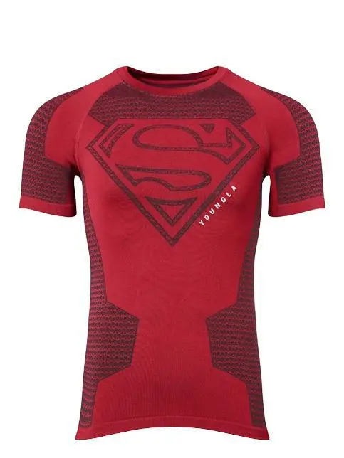YOUNGLA X Superman Compression Tee Shirt - Red