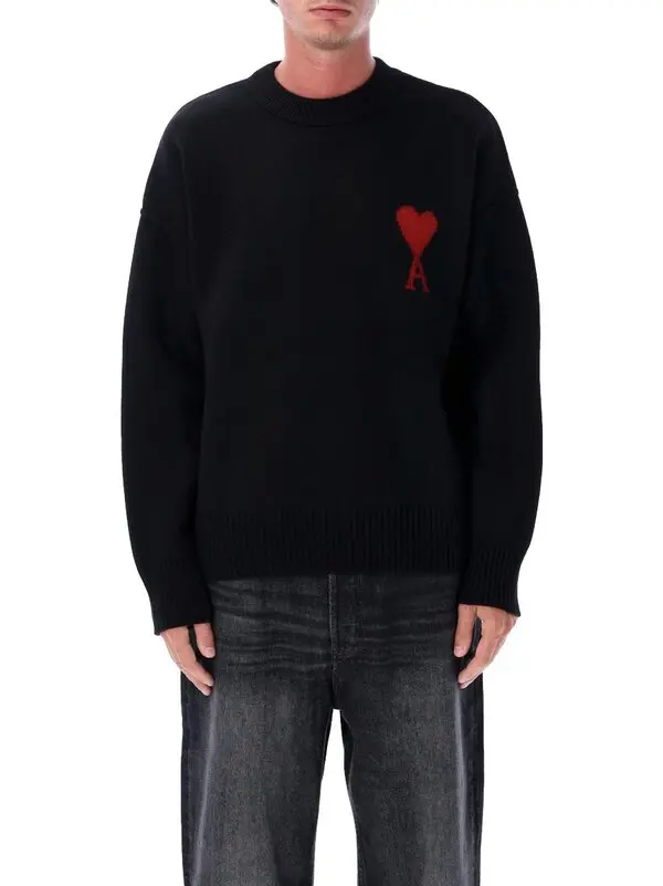 Ami De Coeur Wool Sweater - Black Red