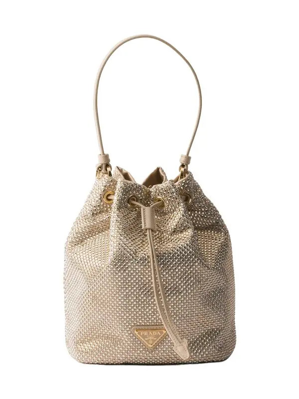 Prada Mini Crystal-studded Bag - Neutral