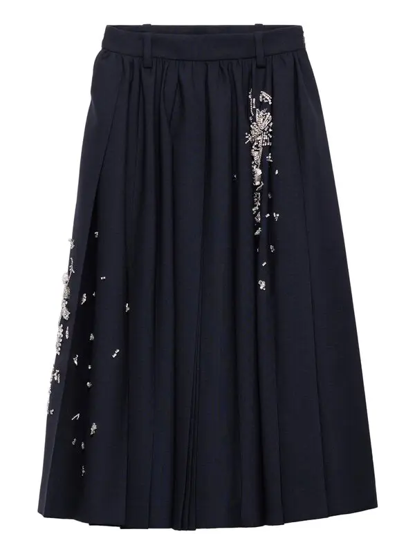Prada Embroidered Rush Stitch Midi-skirt - Blue