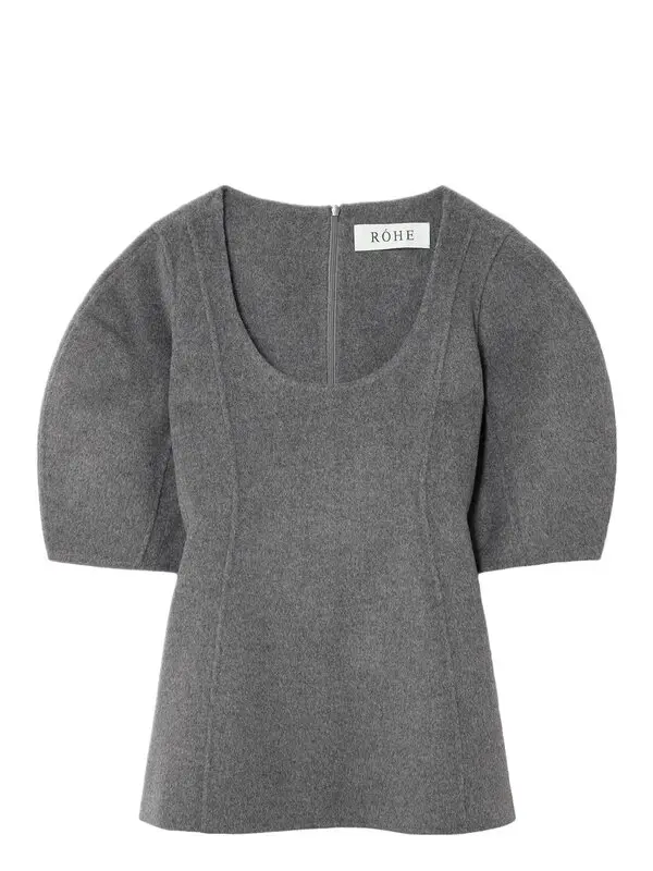 RÓHE Brushed Wool And Cashmere-blend Felt Top - Gray