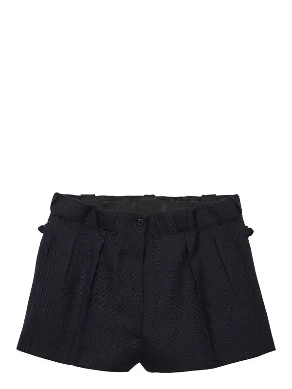 Prada Chevron Wool Shorts - Navy