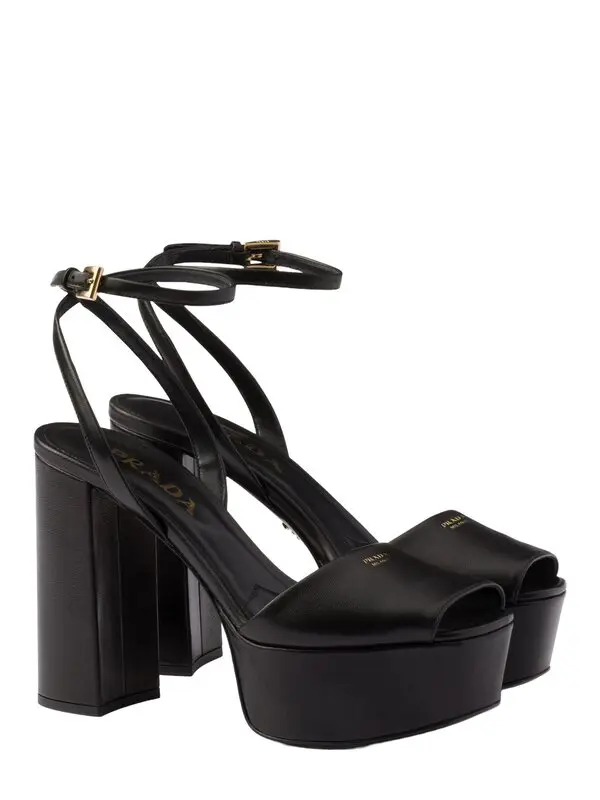 Prada Nappa Leather Platform Sandals - Black