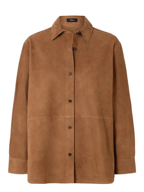 Theory Reece Suede Shirt - Brown