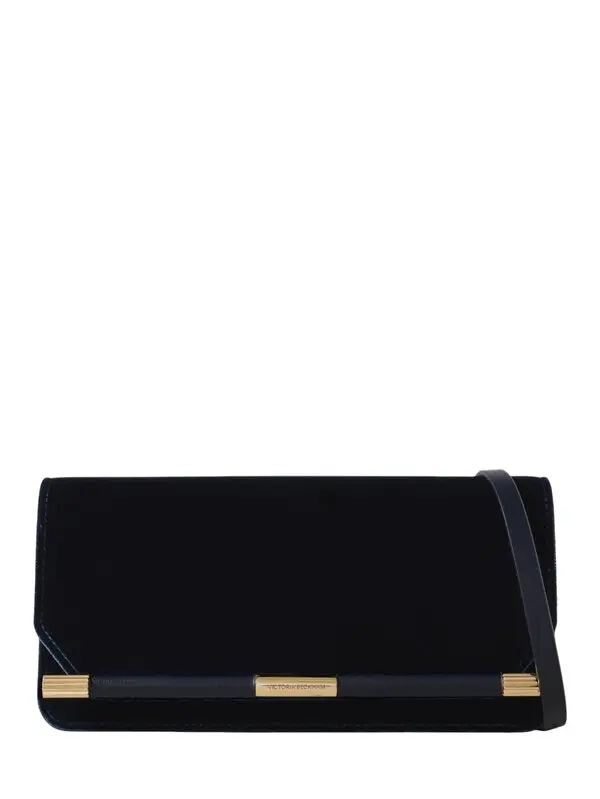 Victoria Beckham 202 Leather-trimmed Velvet Clutch - Blue