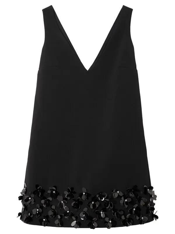 SELF-PORTRAIT Embellished Satin-crepe Mini Dress - Black