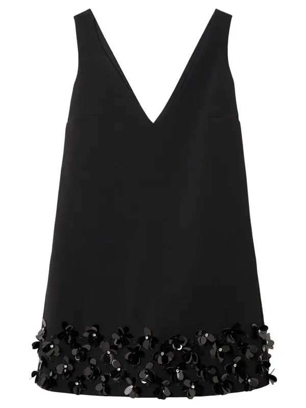 SELF-PORTRAIT Embellished Satin-crepe Mini Dress - Black
