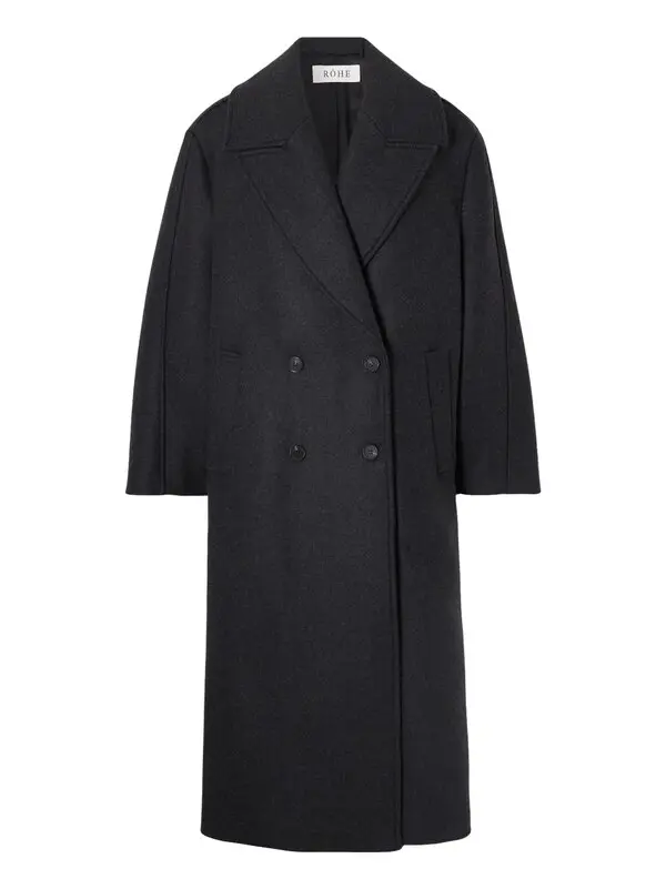 RÓHE Ezra Oversized Double-breasted Wool-blend Coat - Anthracite