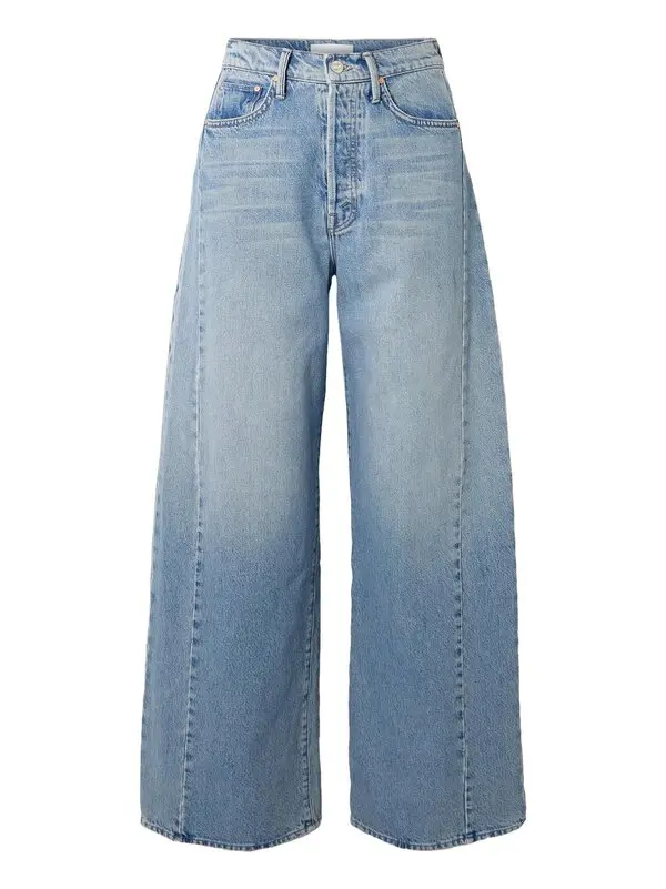 MOTHER The Pipe Dream Button Sneak High-rise Wide-leg Jeans - Blue