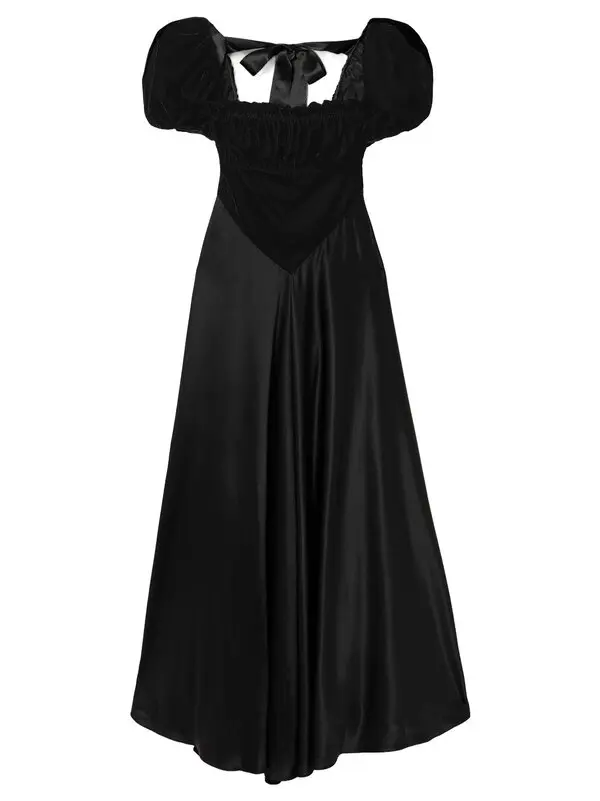 RODARTE Velvet And Silk-satin Gown With Tie Detail - Black