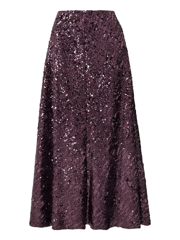 Rabanne Sequined Chiffon Maxi Skirt - Purple