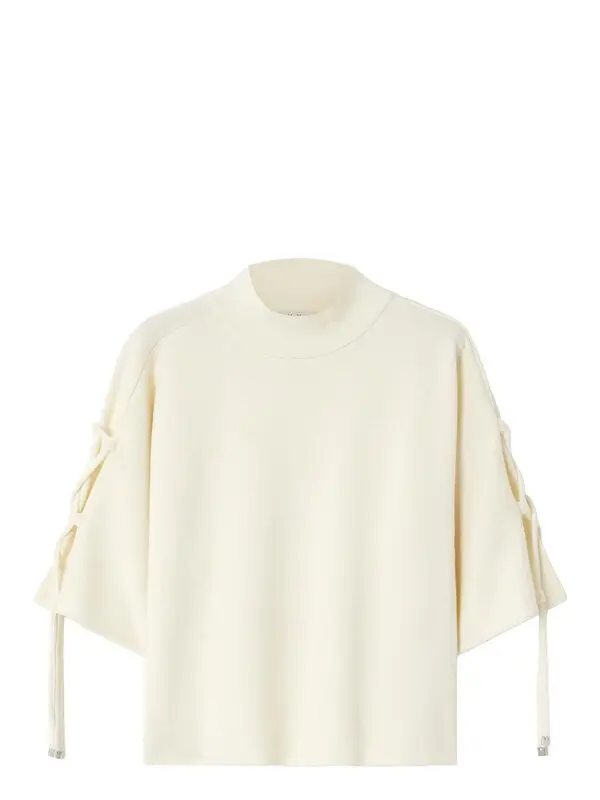 Max Mara Bevanda Lace-up Wool Sweater - Ivory