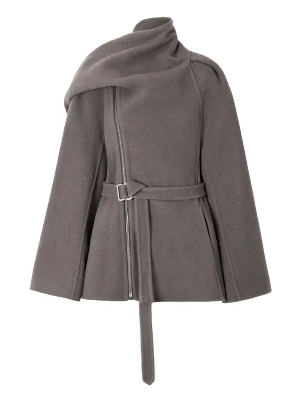 Rick Owens Scarf-detailed Belted Cashmere Jacket - Brown