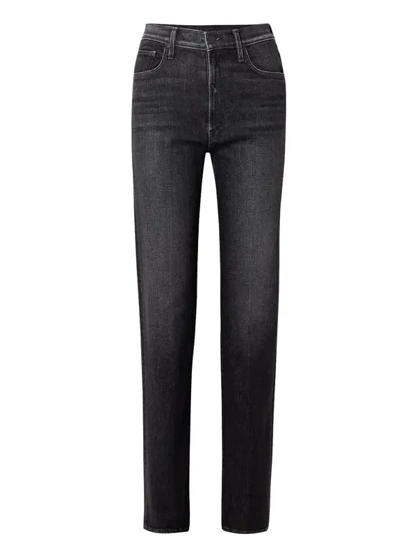 MOTHER The Rambler Zip Heel High-rise Straight-leg Jeans - Black