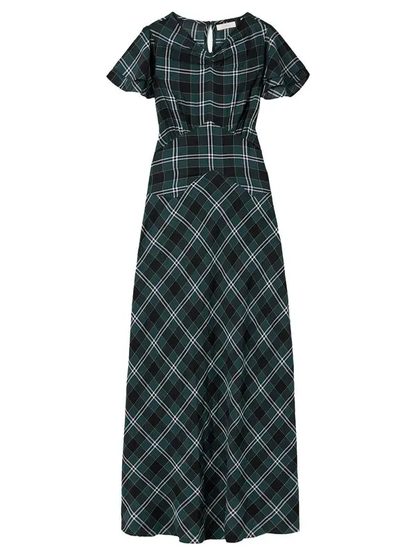 DÔEN Seraphine Checked Cotton-twill Midi Dress - Green