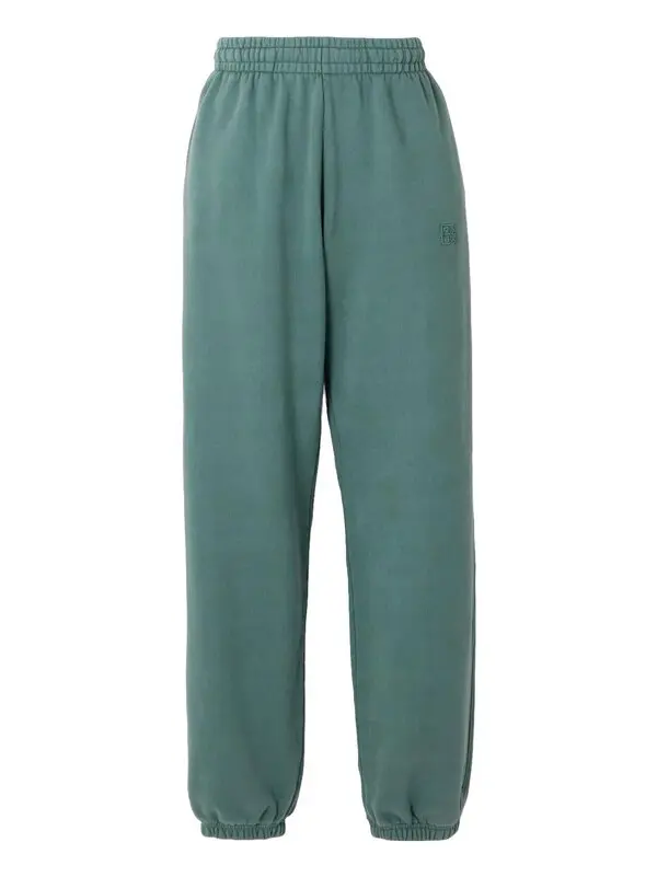 ANINE BING Karter Cotton-fleece Tapered Track Pants - Green