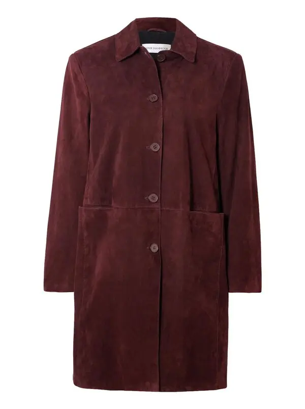 Nour Hammour Suede Car Coat - Burgundy