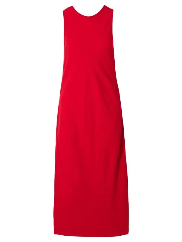 Another Tomorrow Open-back Draped Midi Dress - Red