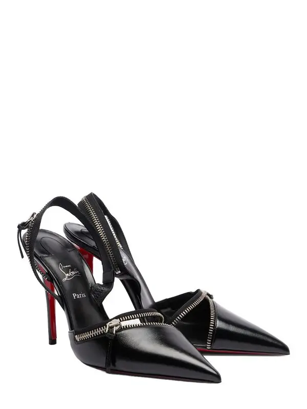 CHRISTIAN LOUBOUTIN Slingyzip 100 Leather Slingback Pumps - Black