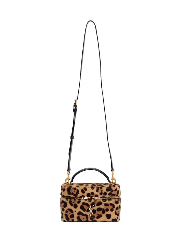Saint Laurent Gaby Leopard-print Calf Hair Vanity Bag - Brown