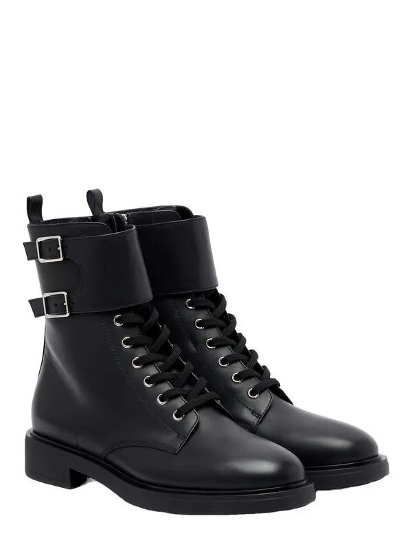 GIANVITO ROSSI Ripley Leather Combat Boots - Black