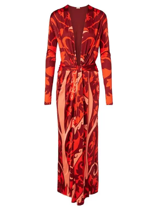 Johanna Ortiz Printed Jersey Midi Dress - Red