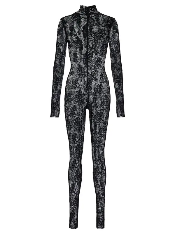 Norma Kamali Turtleneck Lace Catsuit - Black