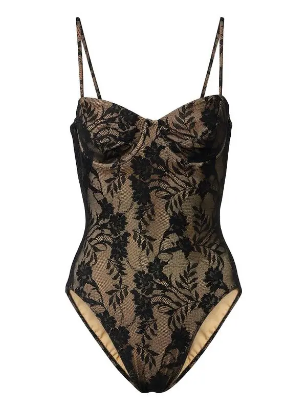 Norma Kamali Lace Sheer Bodysuit - Black