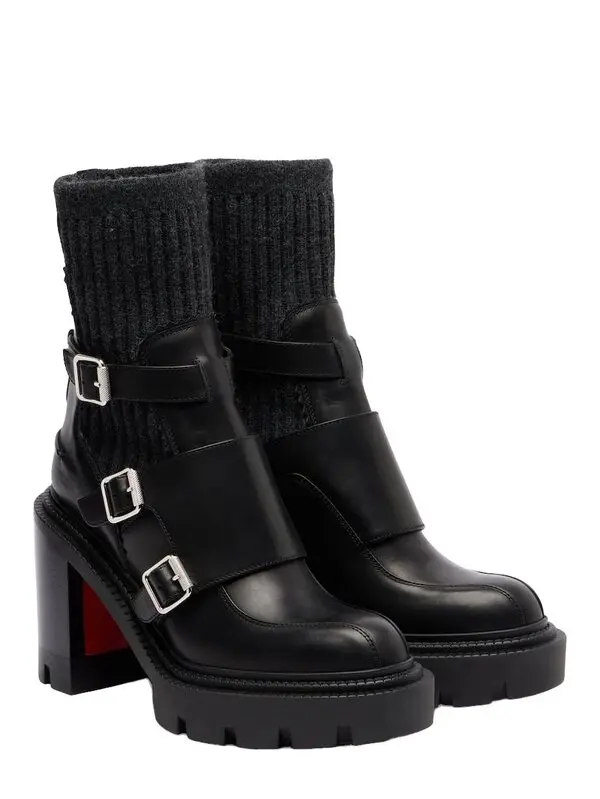 CHRISTIAN LOUBOUTIN Cortinetta College 100 Leather Ankle Boots - Black