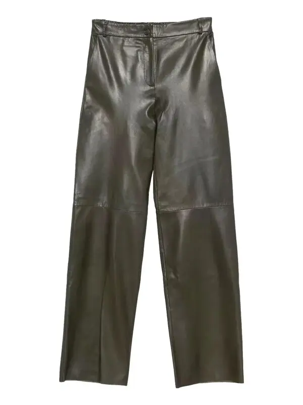 Antonelli Firenze Leather Straight-leg Trousers - Green